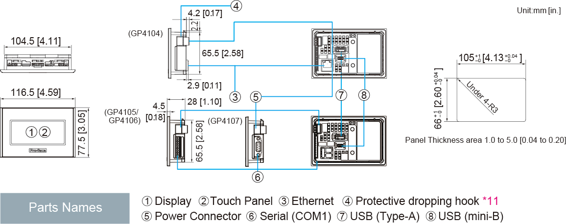 Proface|GP4100 Series|Specifications|GP-4105W