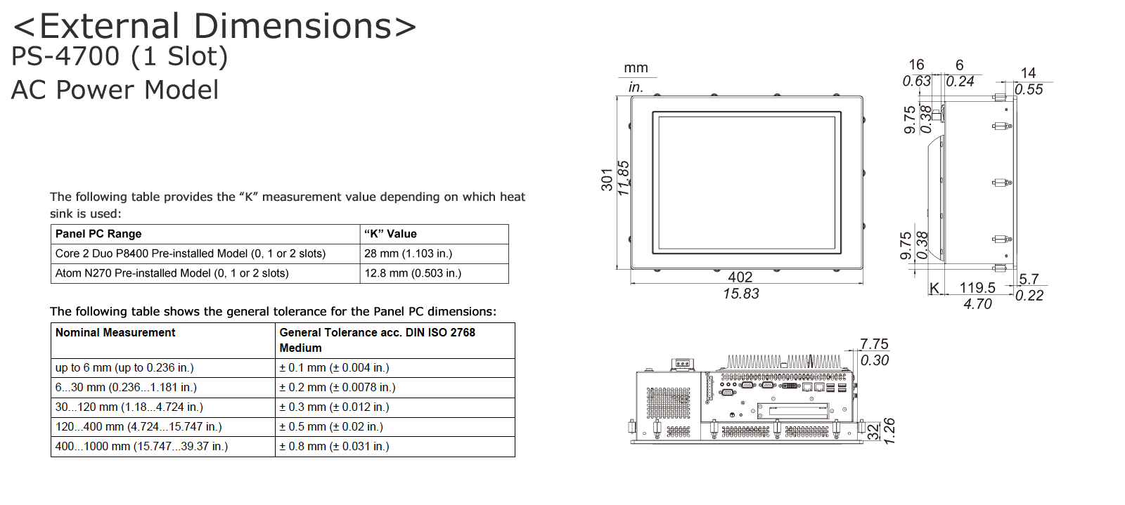 Proface|PS4000 Series|Specifications|PS-4700 1 Slot (1 PCI) Steel
